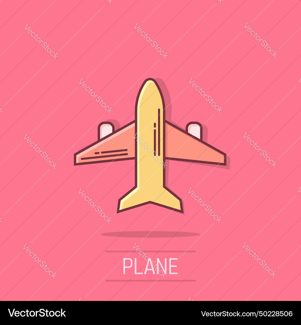 Plane icon in comic style airplane cartoon Vector Image