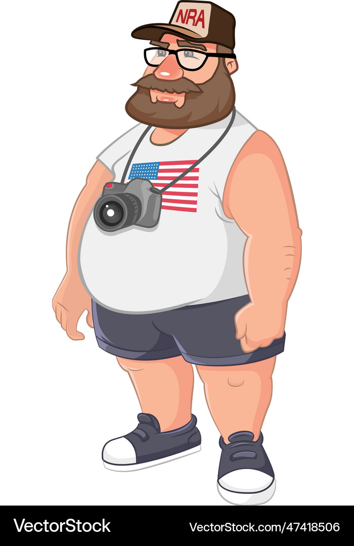 Tourist-american fat Royalty Free Vector Image