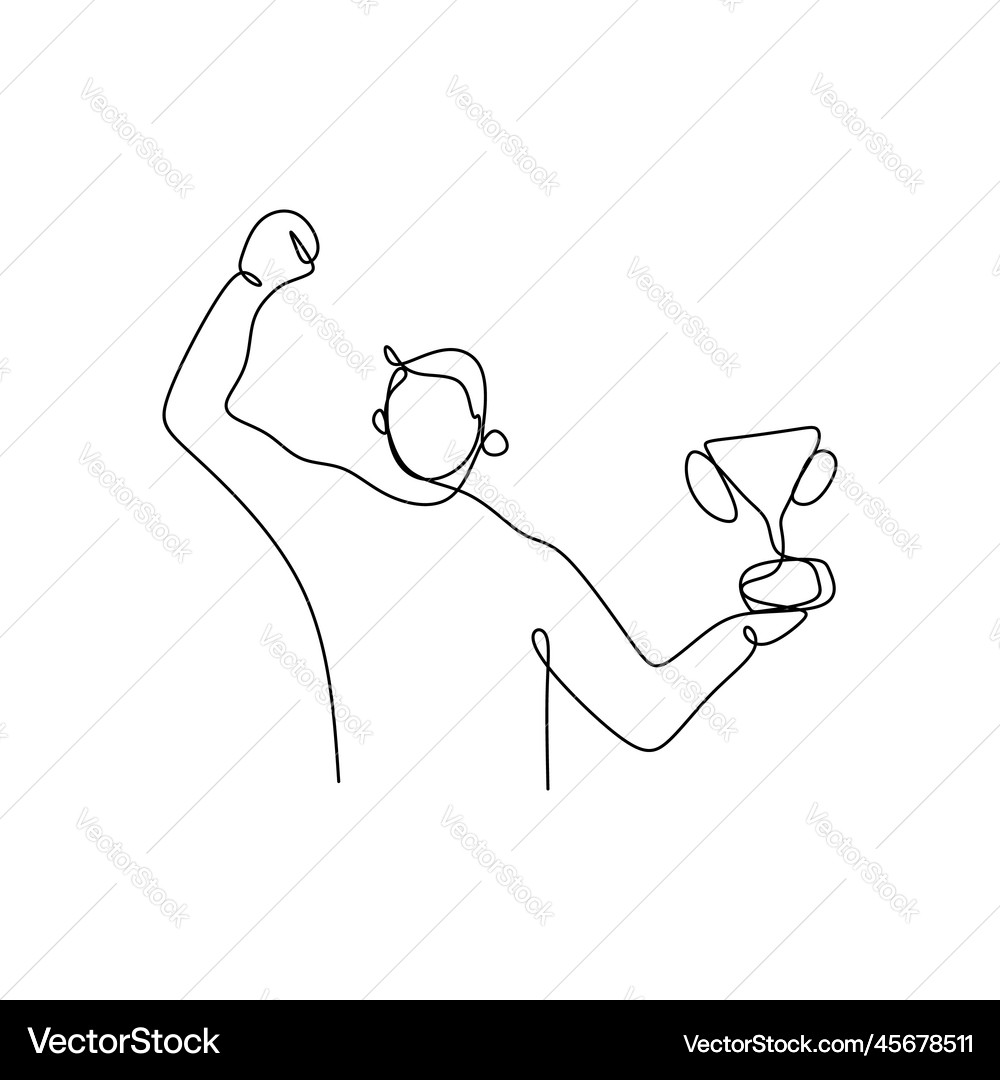 A continuous line drawing of man holding Vector Image