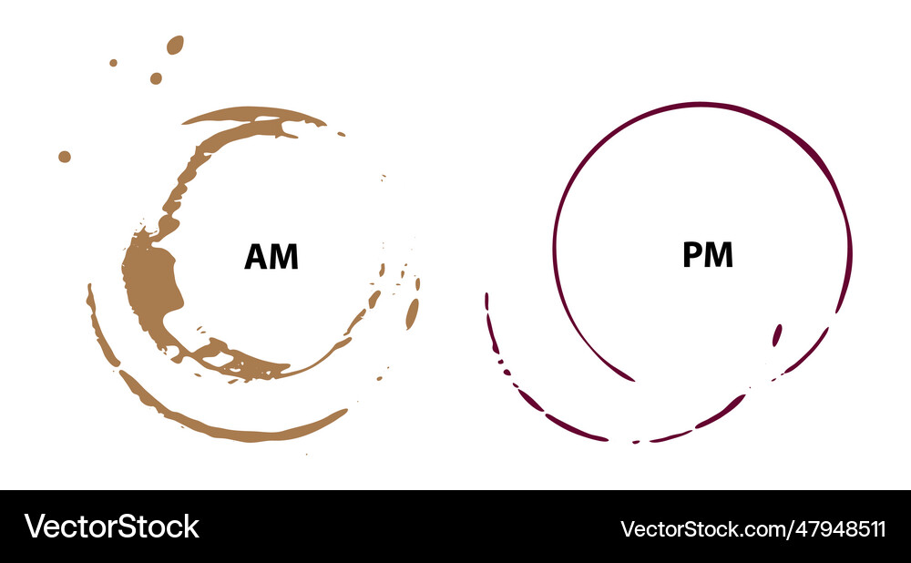 Am pm icon morning coffee time evening wine Vector Image
