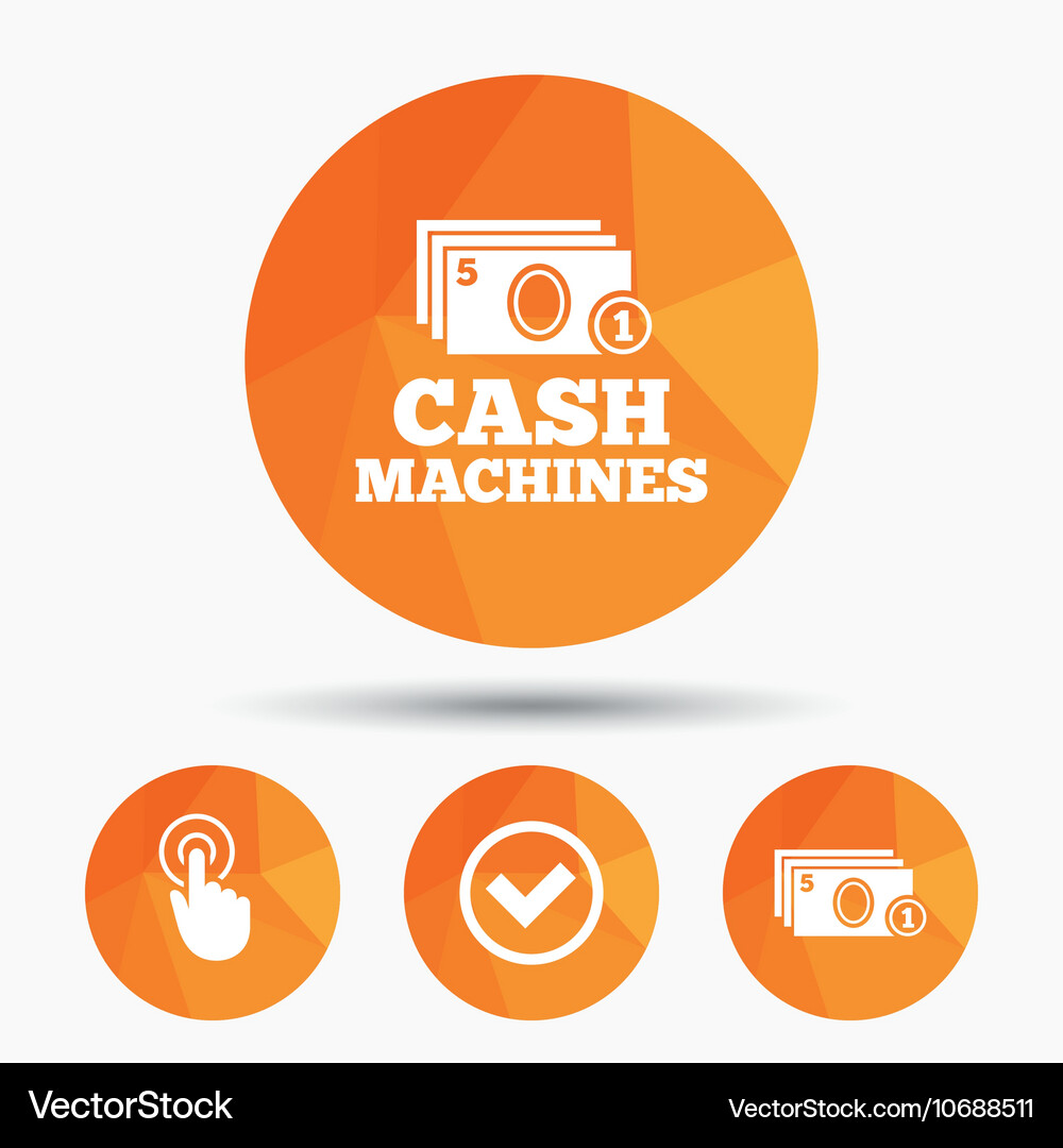 Atm cash machine withdrawal icons Royalty Free Vector Image