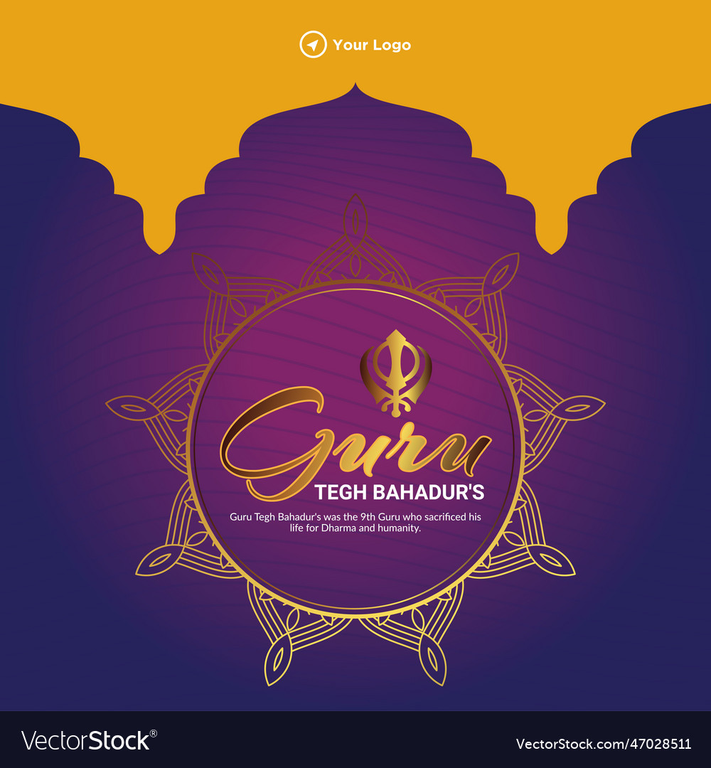 Banner design of guru tegh bahadur template Vector Image