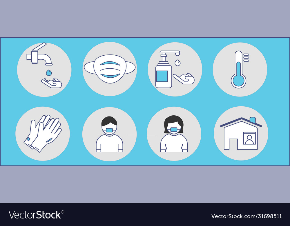 Corona virus safety measures icon set Royalty Free Vector
