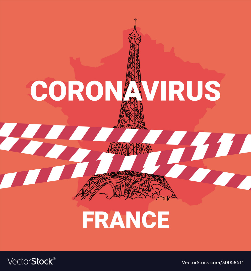 Coronavirus in france quarantined attractions Vector Image
