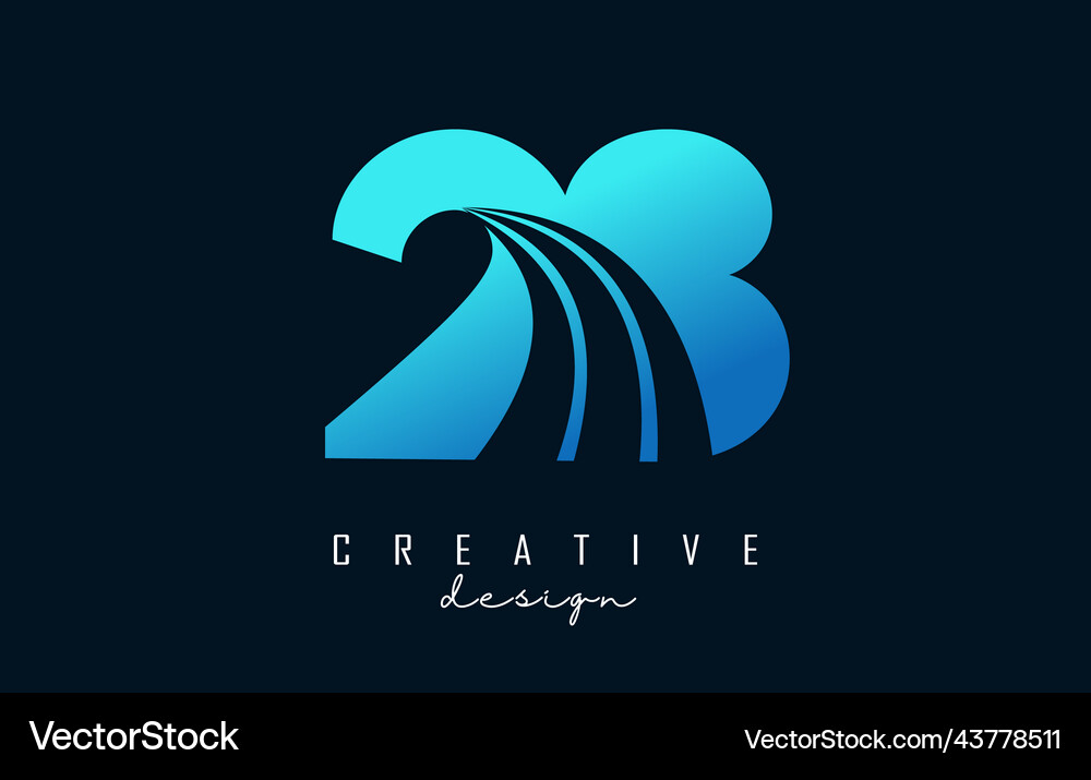 Creative number 28 2 8 logo with leading lines Vector Image