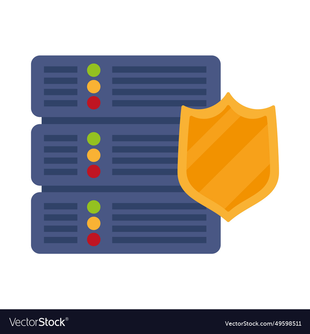 Database with shield Royalty Free Vector Image