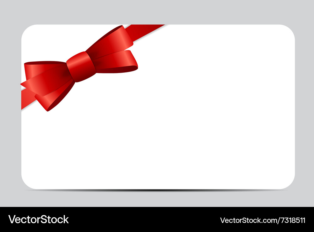 Gift card set with red ribbon and bow Royalty Free Vector