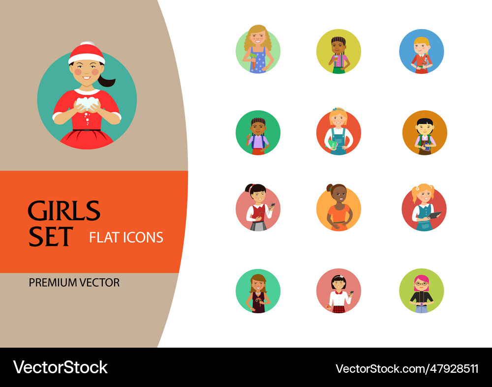 Girls icons set Royalty Free Vector Image - VectorStock