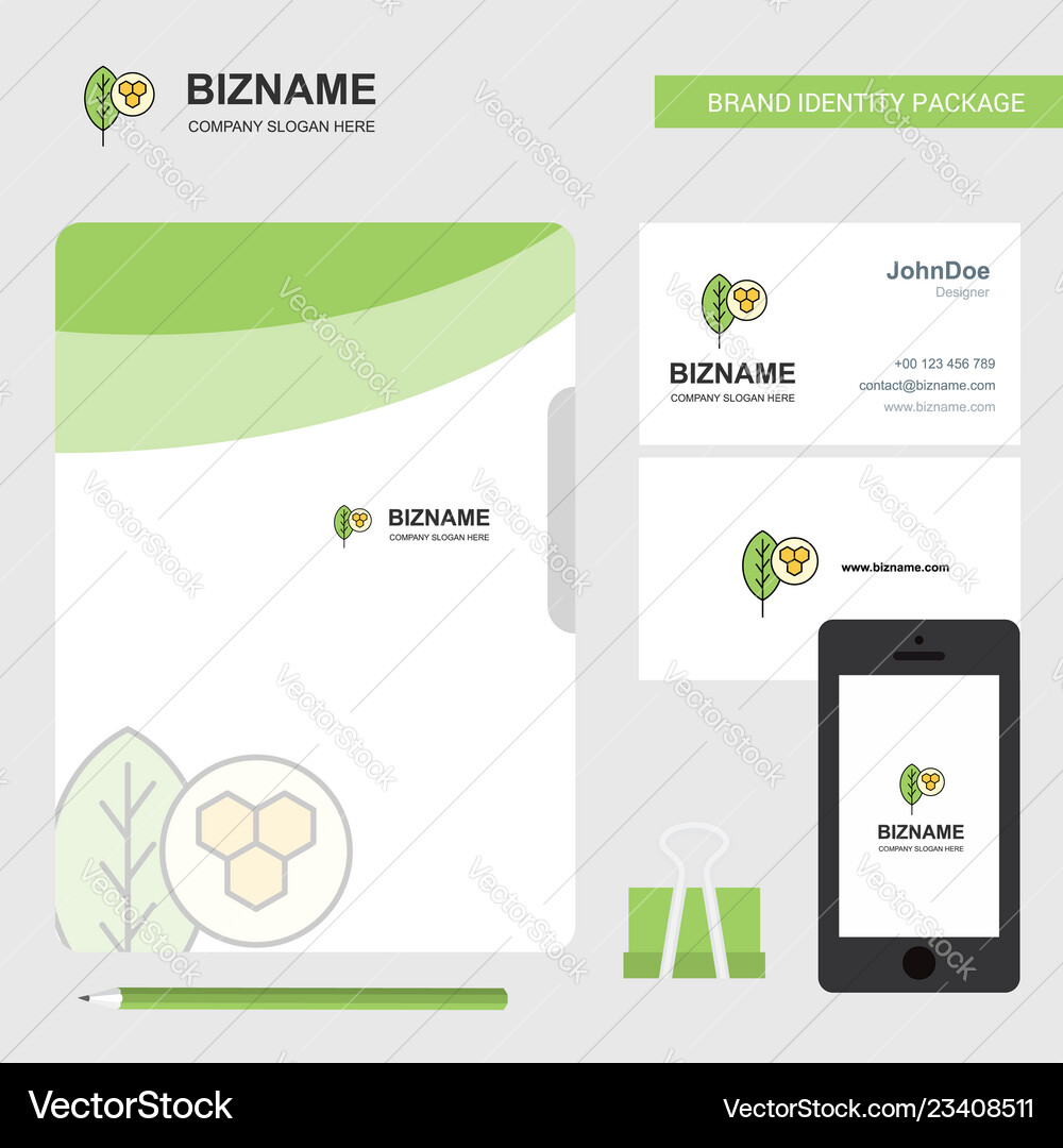 Leaf business logo file cover visiting card Vector Image