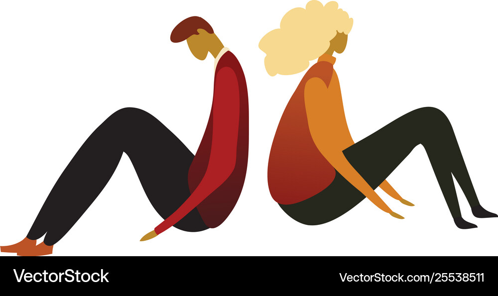 Man and woman sitting back Royalty Free Vector Image