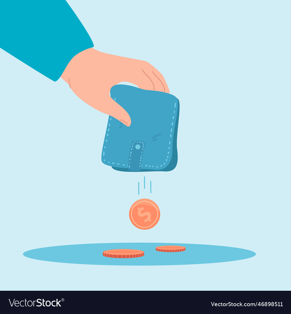 Person emptying wallet flat Royalty Free Vector Image