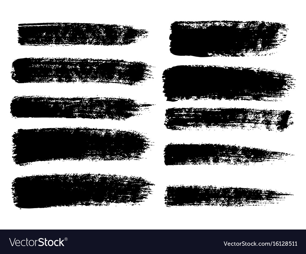 Set of black paint ink brush strokes brushes Vector Image