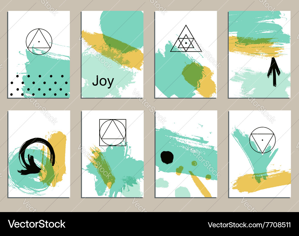 Set of universal cards hand drawn textures Vector Image