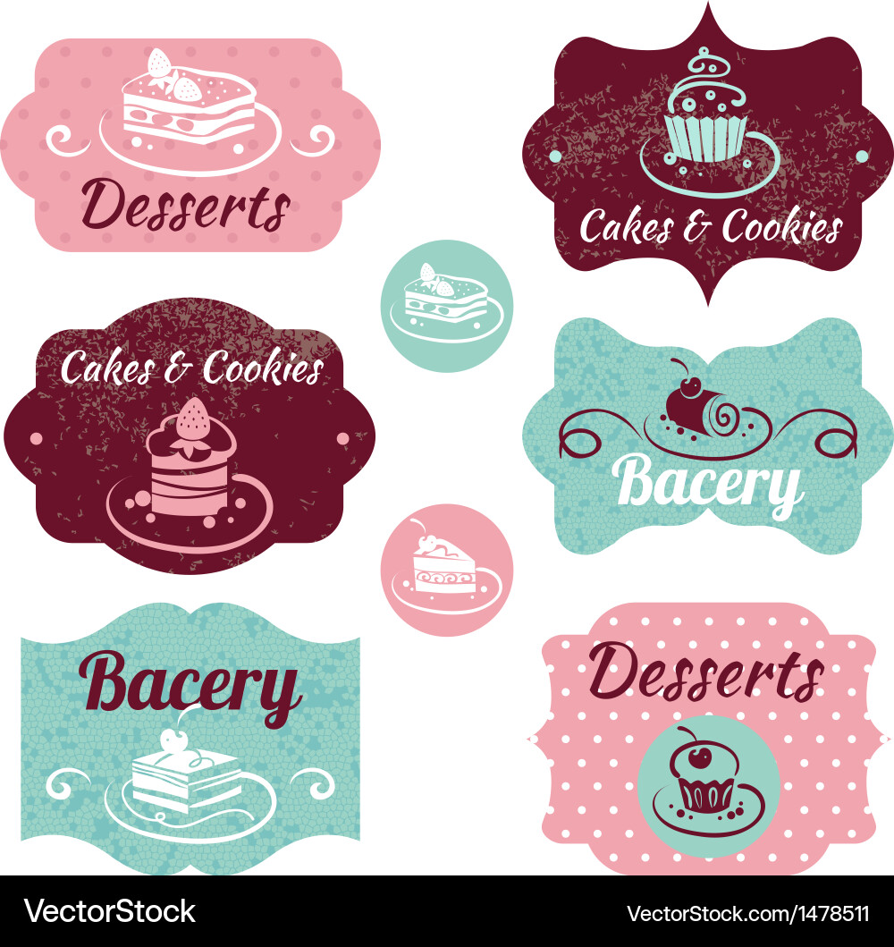 Set of vintage bakery labels Royalty Free Vector Image