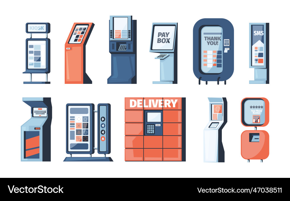 Ticket kiosk credit payment machine atm stand Vector Image