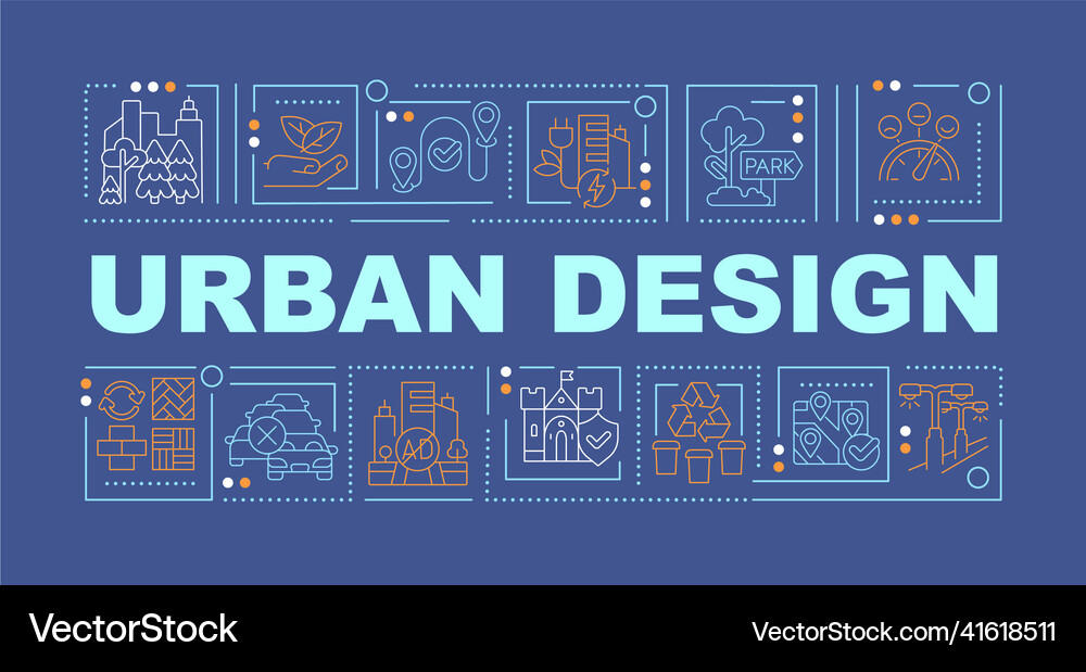 Urban design word concepts blue banner Royalty Free Vector