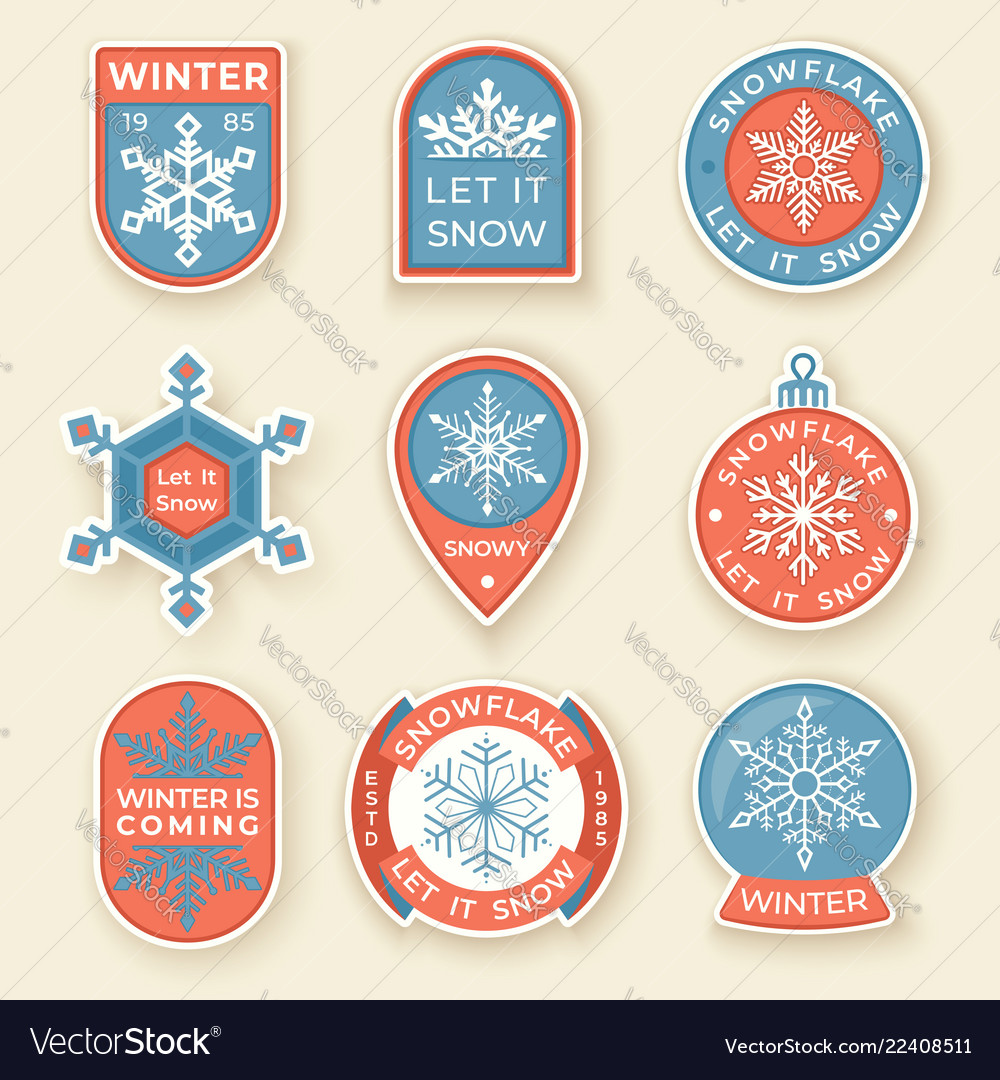 Winter labels and badges elements set of Vector Image