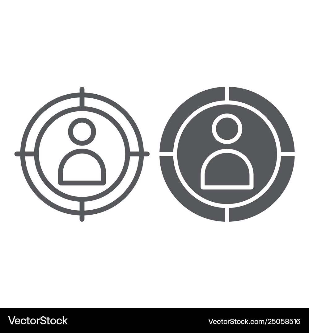 At gunpoint line and glyph icon aim target Vector Image