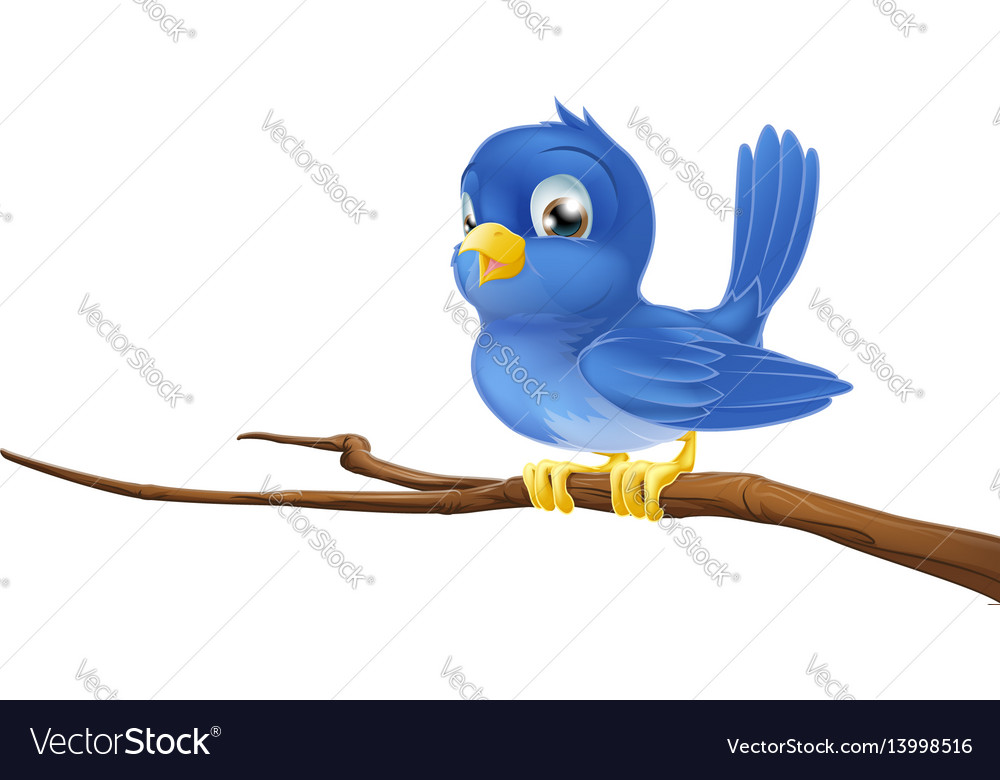 Bluebird on tree branch Royalty Free Vector Image