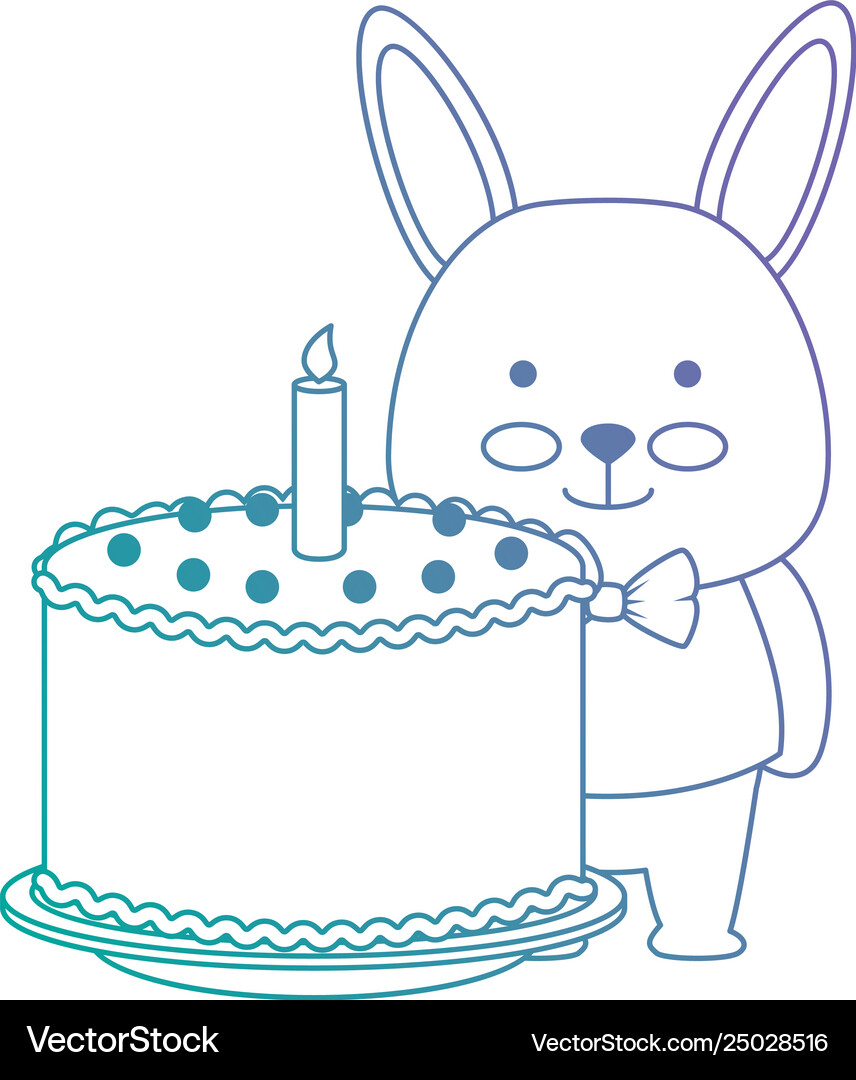Cute rabbit with sweet cake character icon Vector Image