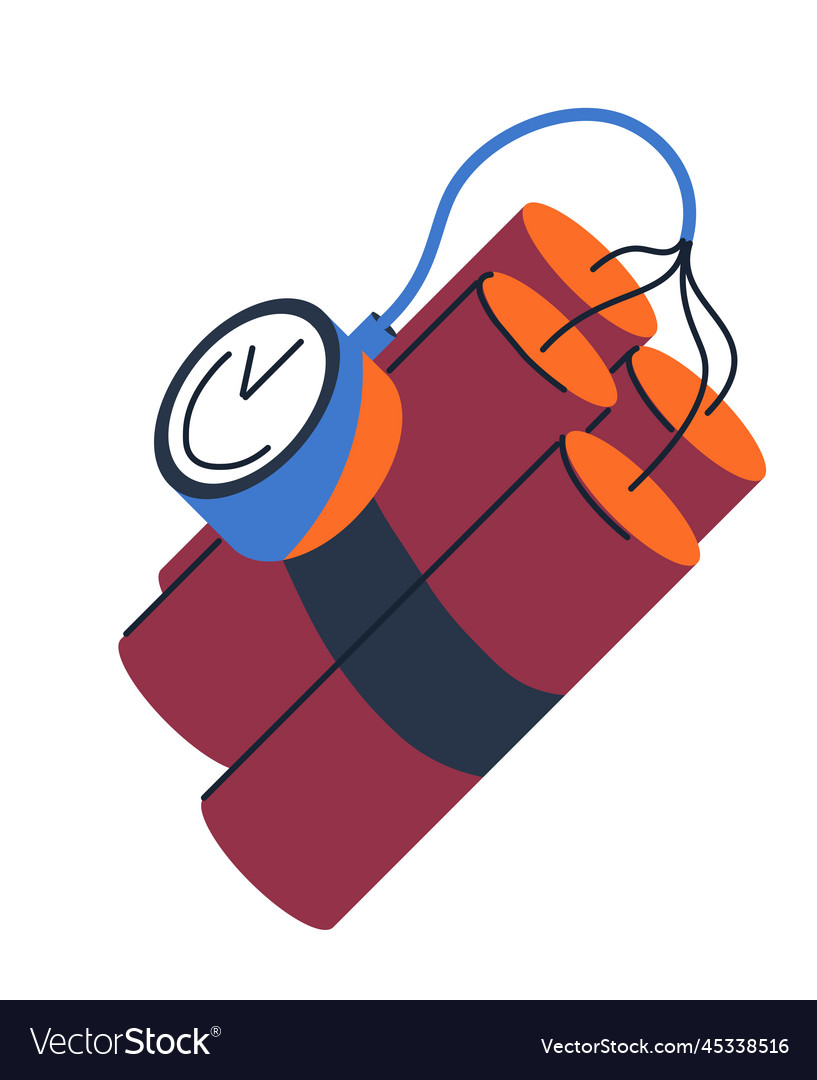 Explosive weapons dynamite with detonation system Vector Image