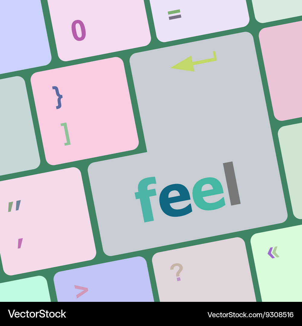 Feel word on keyboard key notebook computer Vector Image
