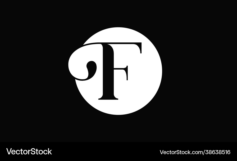 Initial f letter black color with white Royalty Free Vector