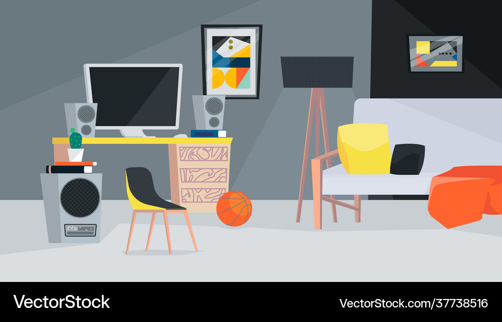 Men room interior banner flat cartoon design Vector Image