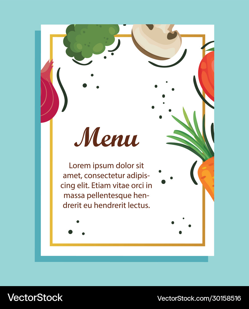 Menu card with fresh vegetables Royalty Free Vector Image