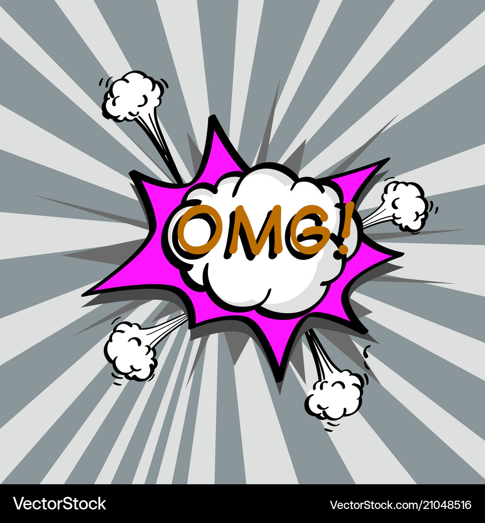Omg colorful speech bubble and explosions in pop Vector Image