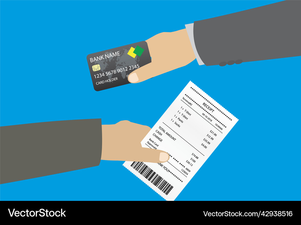 One hand give receipt bill paper invoice Vector Image