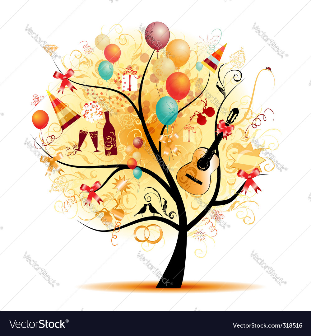 Party tree Royalty Free Vector Image - VectorStock