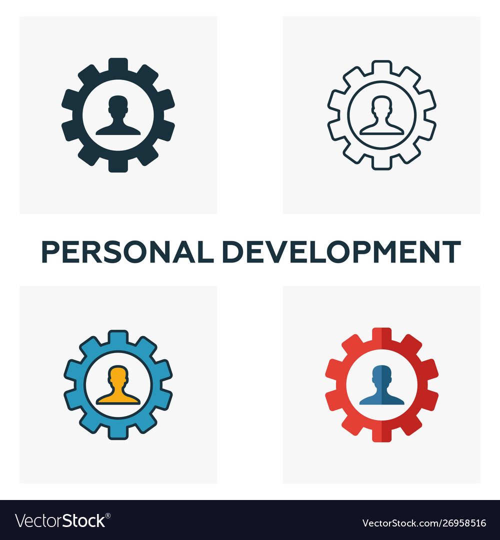 Personal development icon set four elements Vector Image