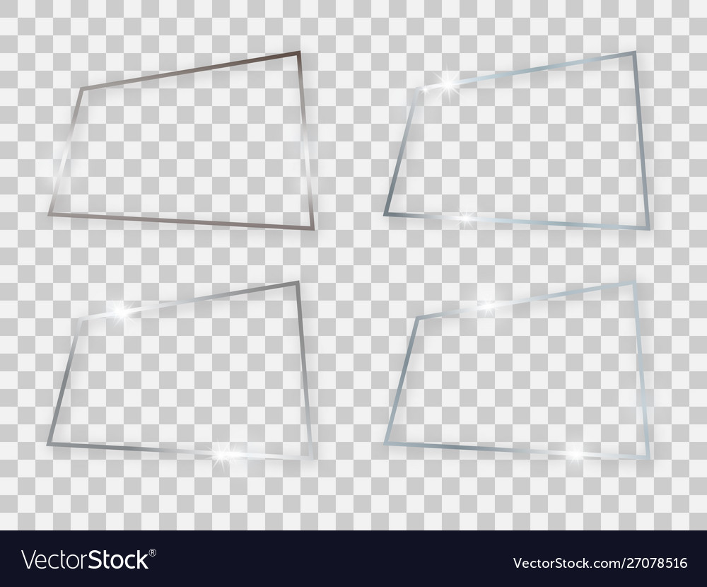 Set four silver shiny rectangular frames Vector Image