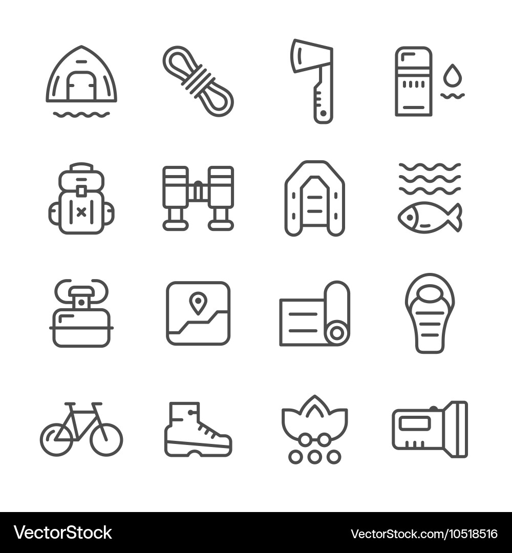 Set line icons of camping Royalty Free Vector Image