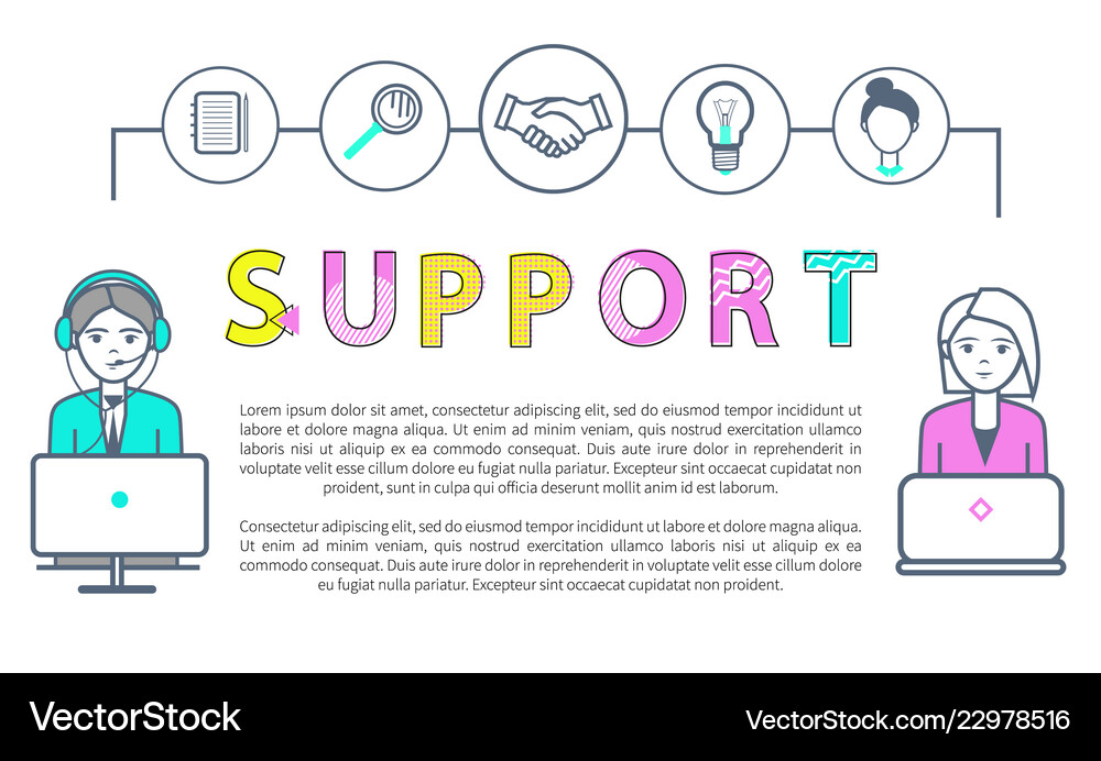 Support of customers and clients poster Royalty Free Vector