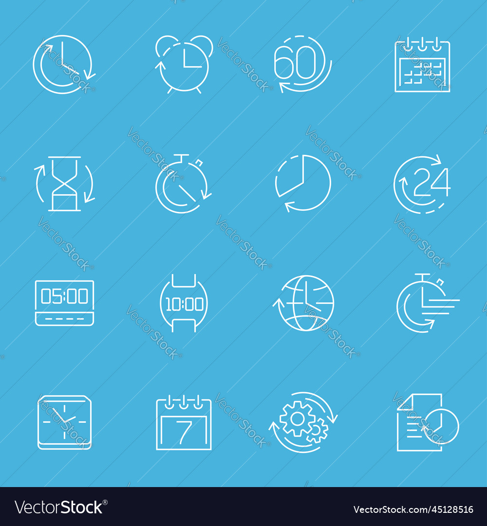 Time And Clock Line Icons Editable Stroke Vector Image