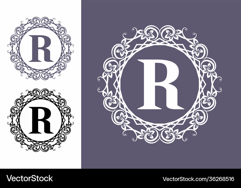White purple r initial letter in circle classic Vector Image