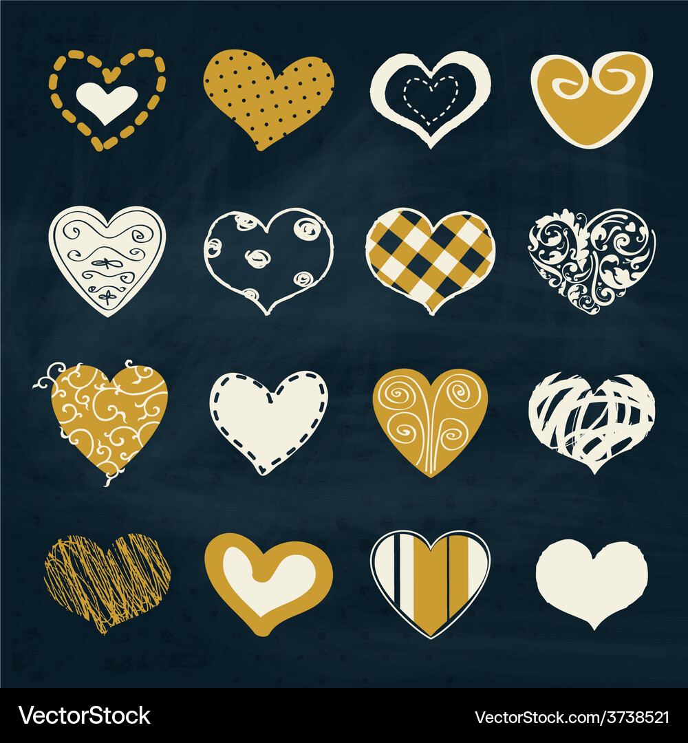 Artistic collection of hearts in assorted designs Vector Image