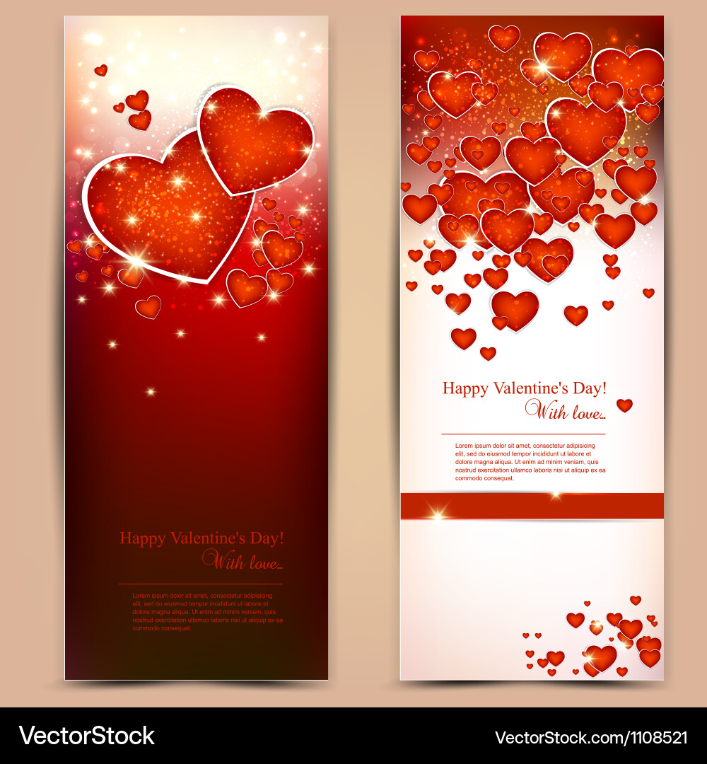Beautiful greeting cards with red hearts and copy Vector Image