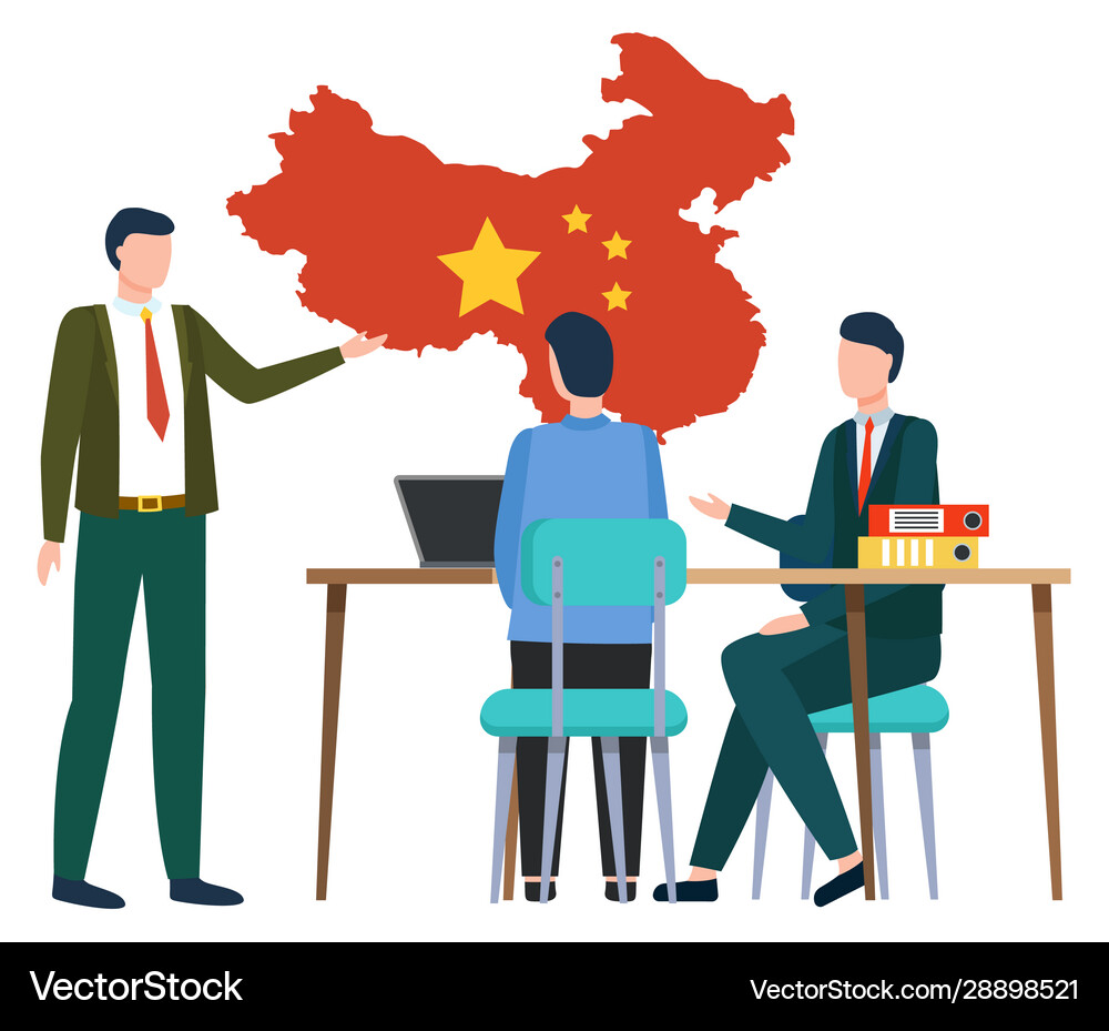 Business with china boss showing map country Vector Image