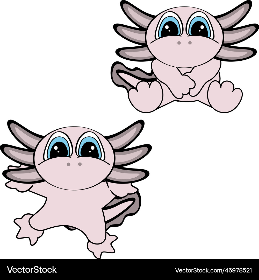 Chibi baby axolotl character cartoon pack Vector Image