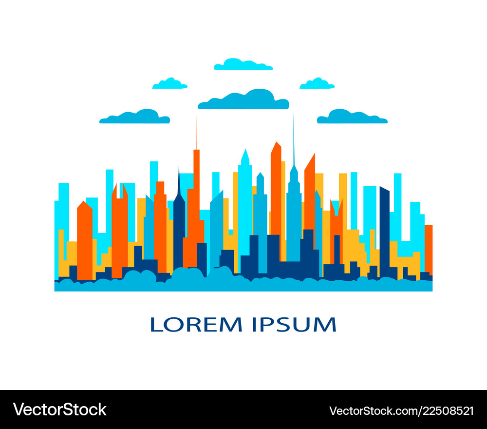 City landscape flat design urban in simple Vector Image