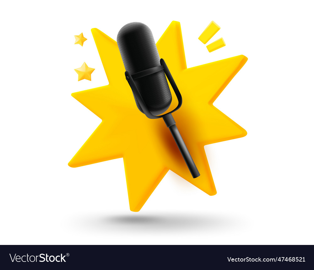 Concert microphone with explosion effect 3d Vector Image