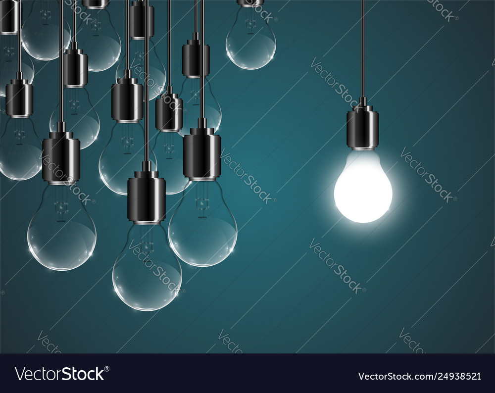 Creative lightbulb on a blue background Royalty Free Vector