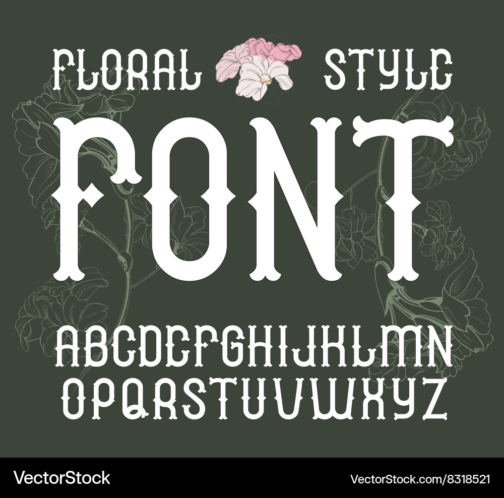 Floral vintage style font elegant flower Vector Image