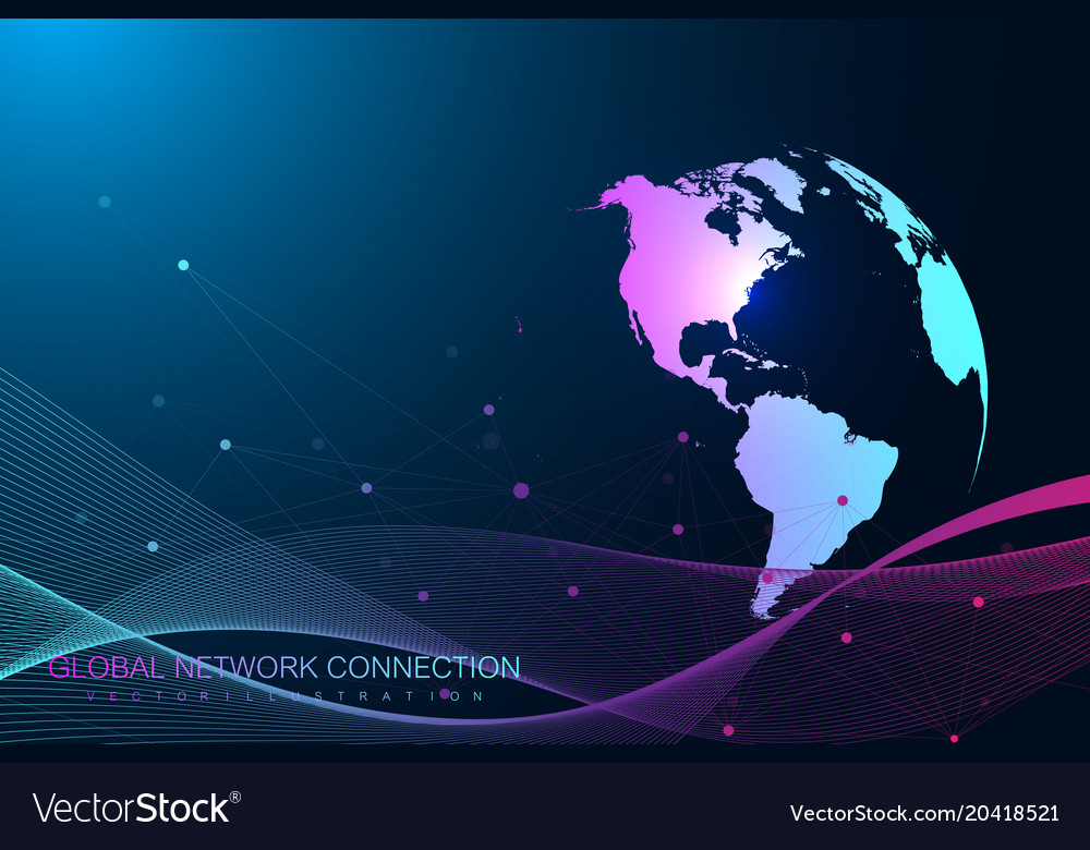 Global network connection network and big data Vector Image