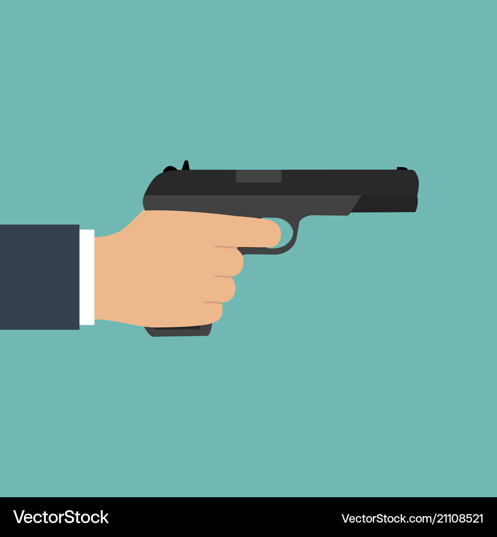 Gun is in his hand the holds Royalty Free Vector Image