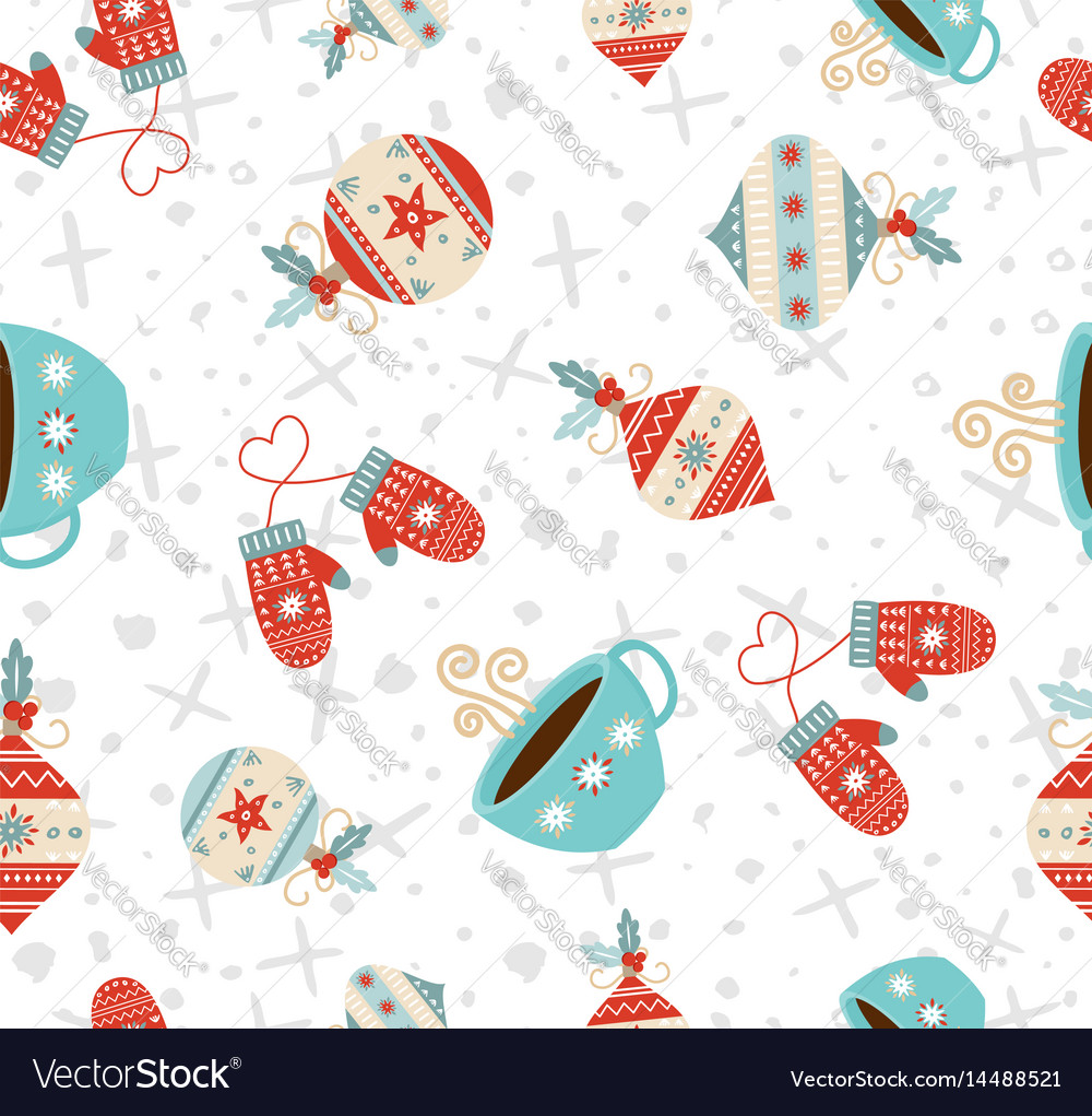 Merry christmas winter holiday seamless pattern Vector Image Merry christmas winter holiday seamless pattern Vector Image