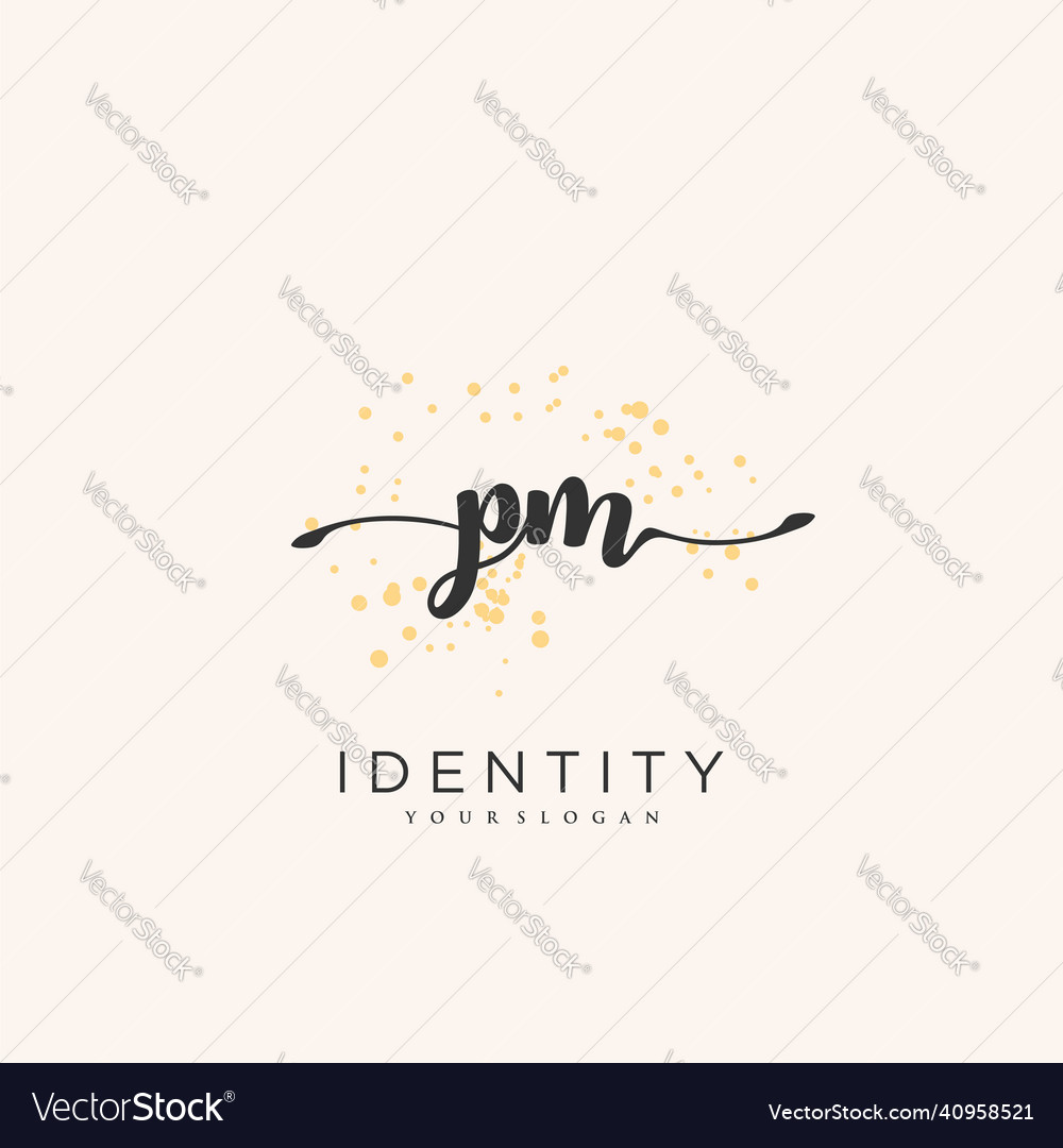 Pm handwriting logo of initial signature wedding Vector Image